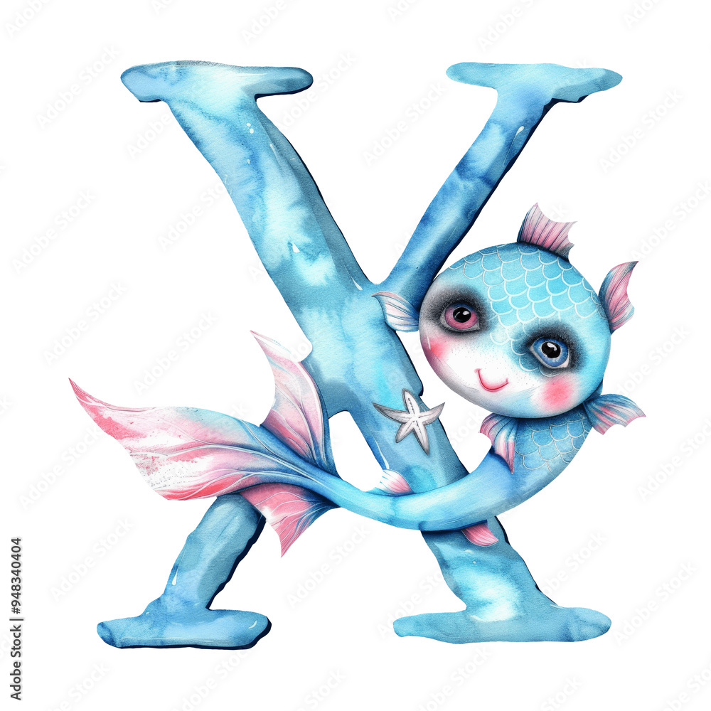 Alphabet letter X for cute x-ray fish on png transparent background. An ...