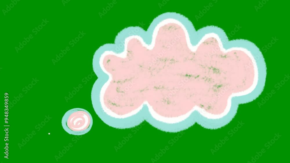 thought bubble animation on green screen. thought bubble in pink, white, and blue color. thought ...