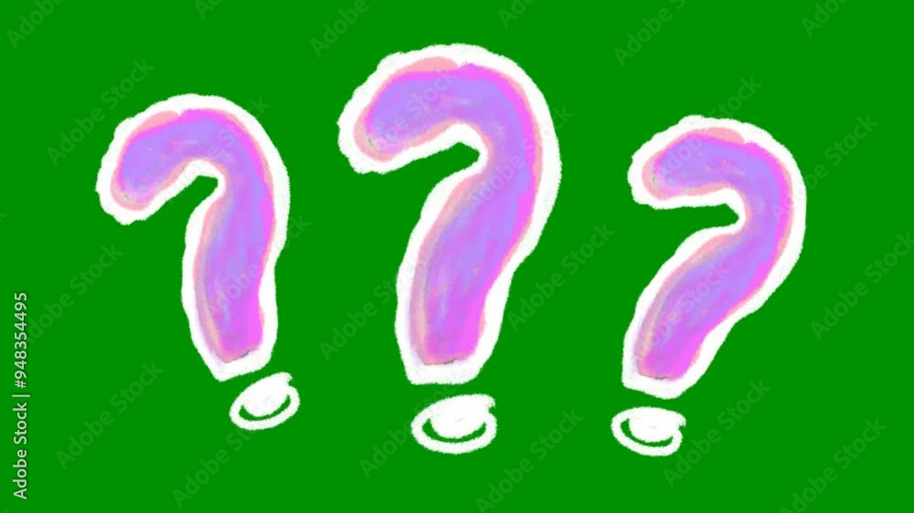 question mark animation on green screen. question mark in purple and ...