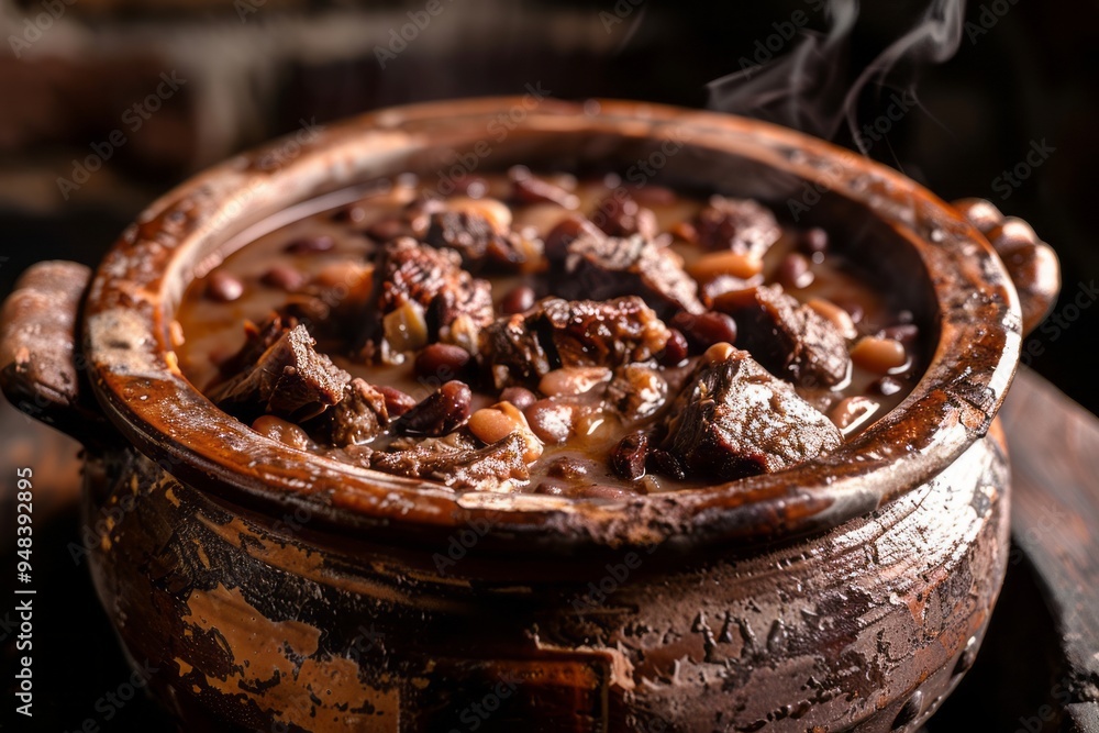 Traditional Brazilian stew.Feijoada.Brazilian cuisine.Feijoada cooking ...