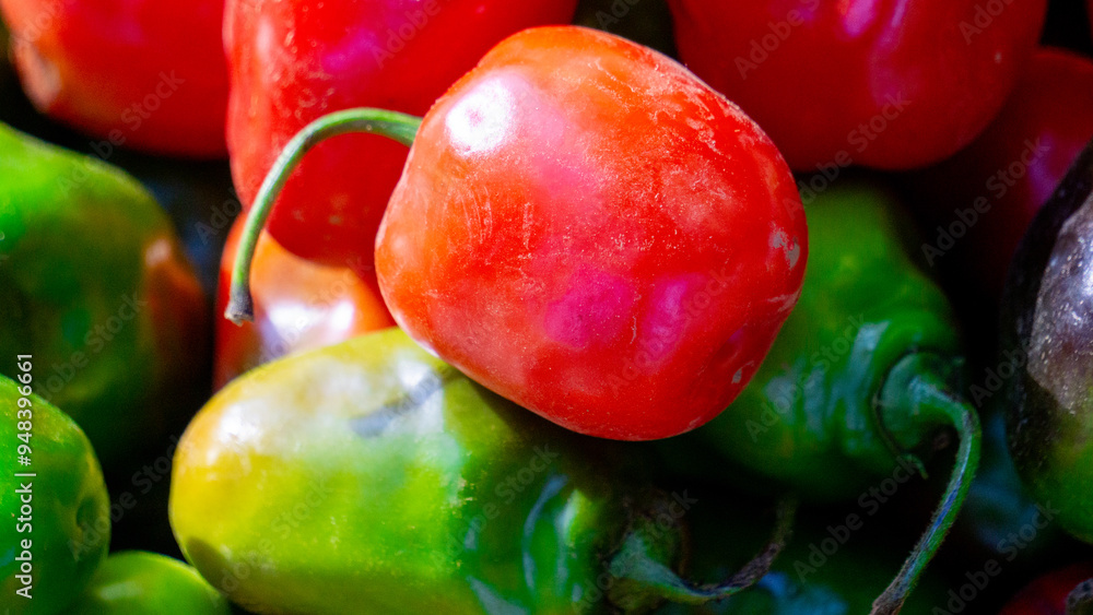 Capsicum chinense (Cabai habanerom, cabai gendol, cabai gendot). The ...