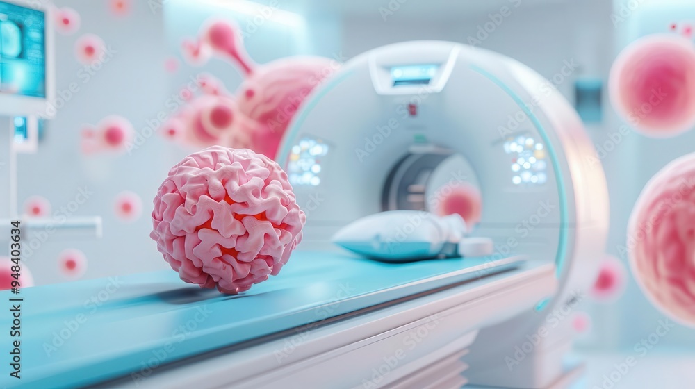 Artwork showing an advanced molecular scanner for non-invasive cancer ...