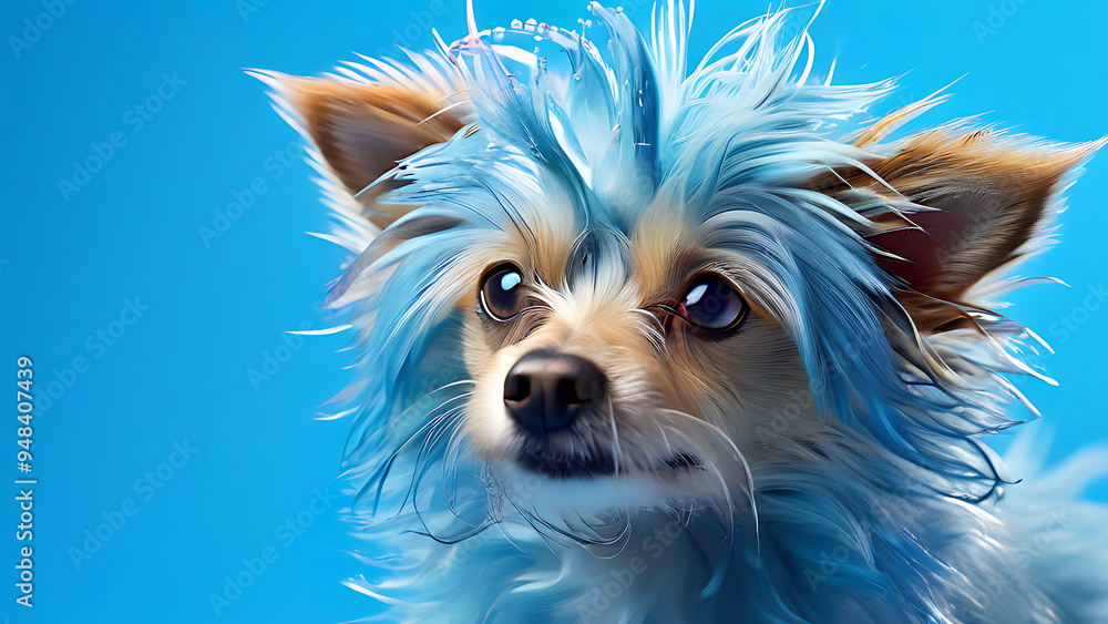 dog wearing wig with funny hairstyles, have a playful and expressive ...