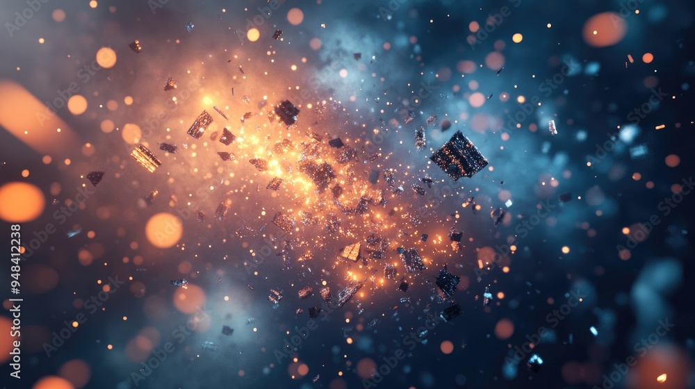 2D cartoon overlay texture featuring exploding particles dynamic motion ...