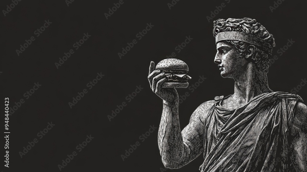 Photo & Art Print Ancient Greek-style statue depicted with a modern ...