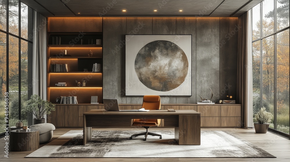 Modern Executive Office: A symphony of wood and concrete, this ...