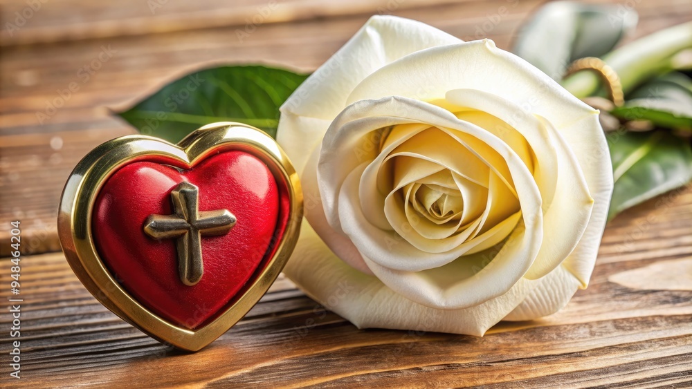 Golden Luther seal featuring a black cross on a red heart, surrounded ...