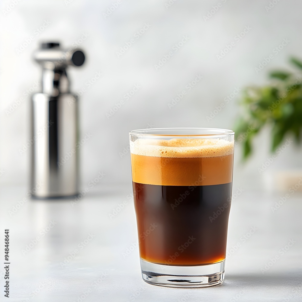 Nitro Cold Brew Coffee Drink Served in Glass Cup with Nitrogen Infused ...