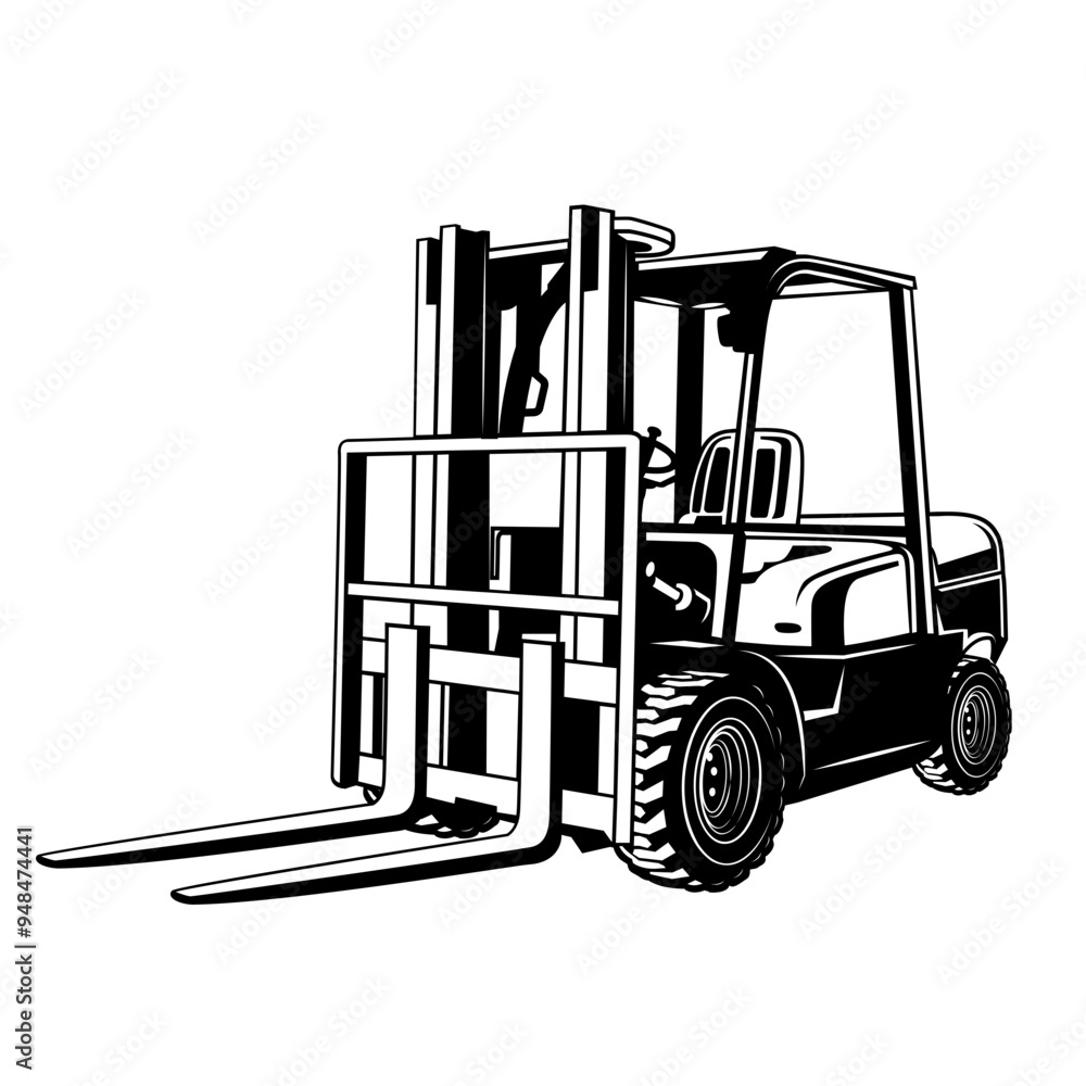 Vetor de Forklift | Fork Vehicle | Heavy Lifting | Hydraulic Machine ...