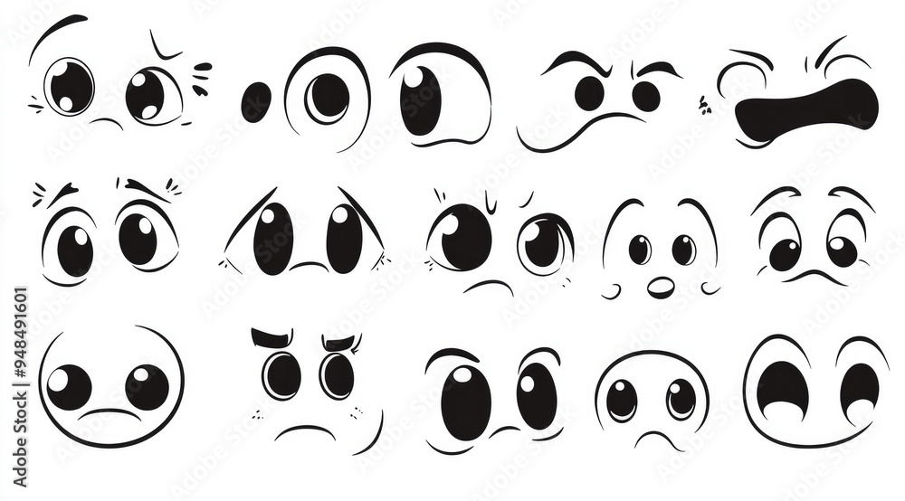 Cute, kawaii doodle clip art with various expressions and emotions of ...