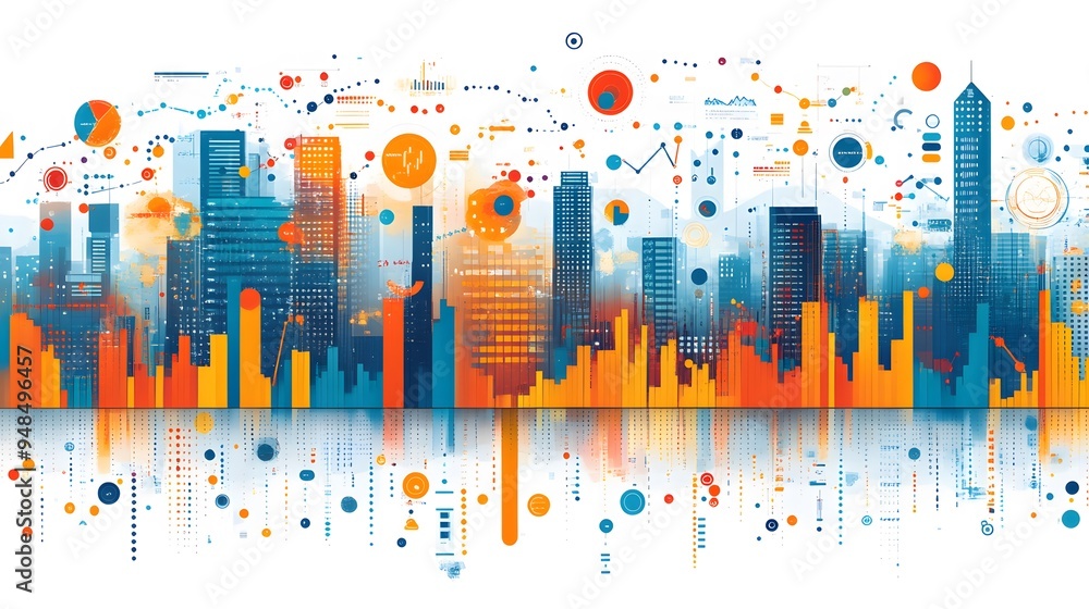 Business Analytics Display: A vector graphic of business analytics with ...