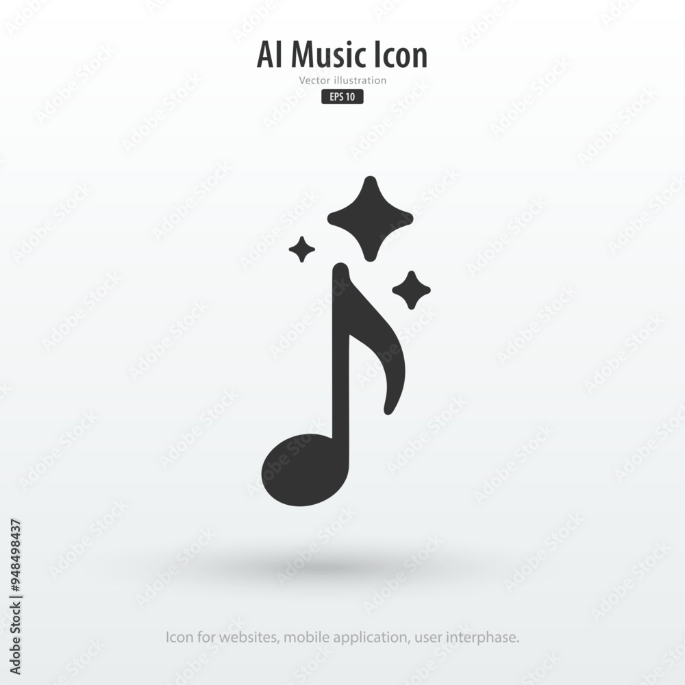 Vetor de AI music icon. Artificial intelligence creates music concepts ...