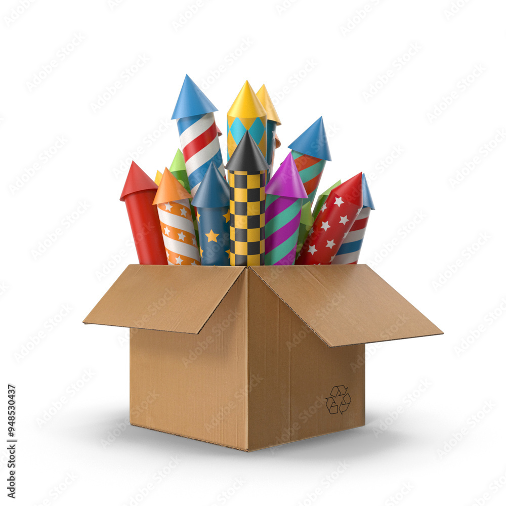 Realistic 3D Firework Box PNG Images | High-Quality Fireworks Packaging ...