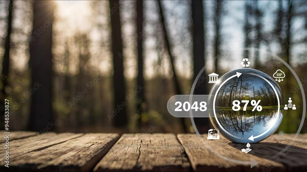 Net Zero And Carbon Neutral Concept Globe Glass With Net Zero Icons In