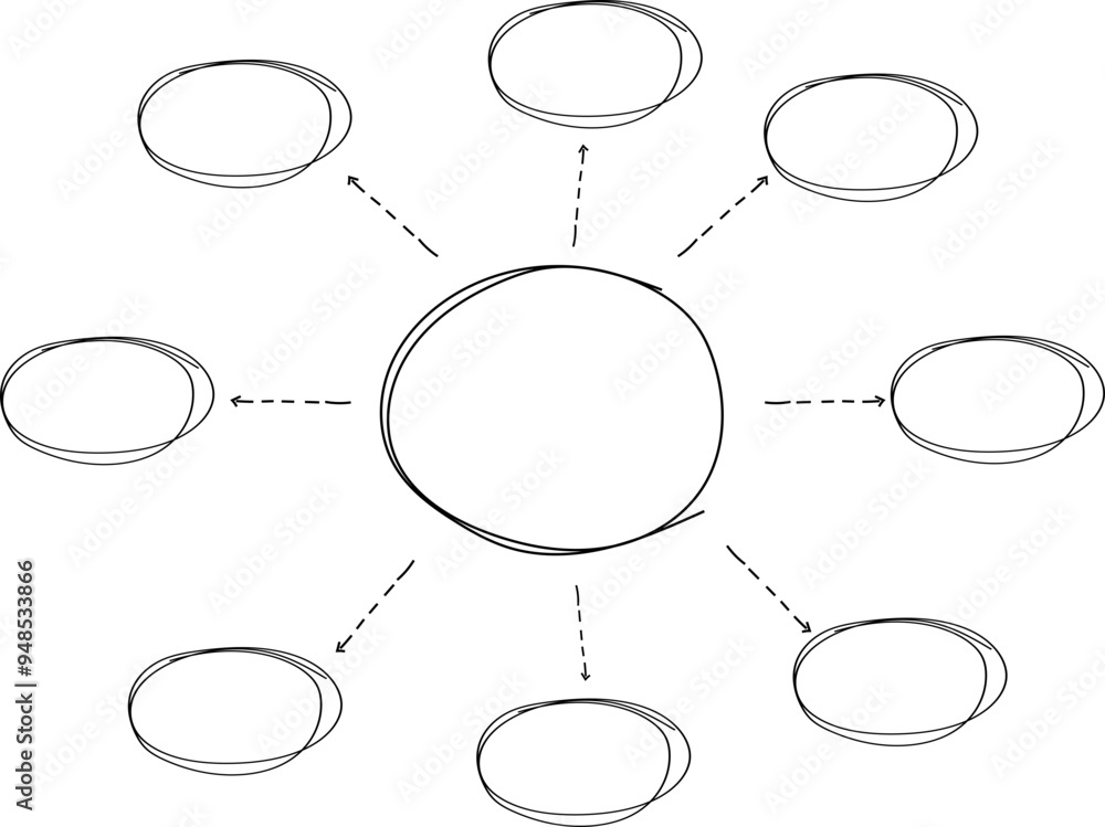 Mind map infographic diagram doodle line free hand drawing. Idea scheme ...