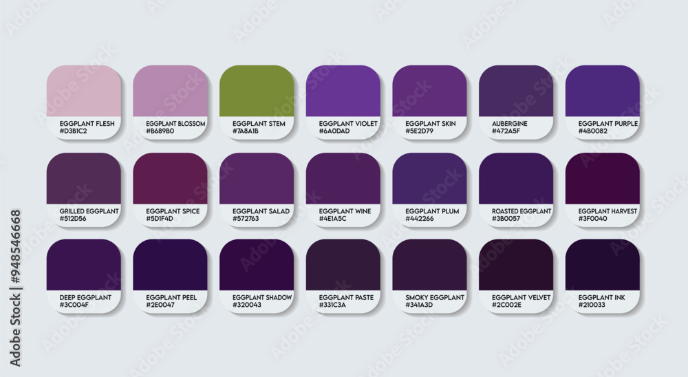 Eggplant Color Palette, Eggplant Color Guide Palette with Color Names ...
