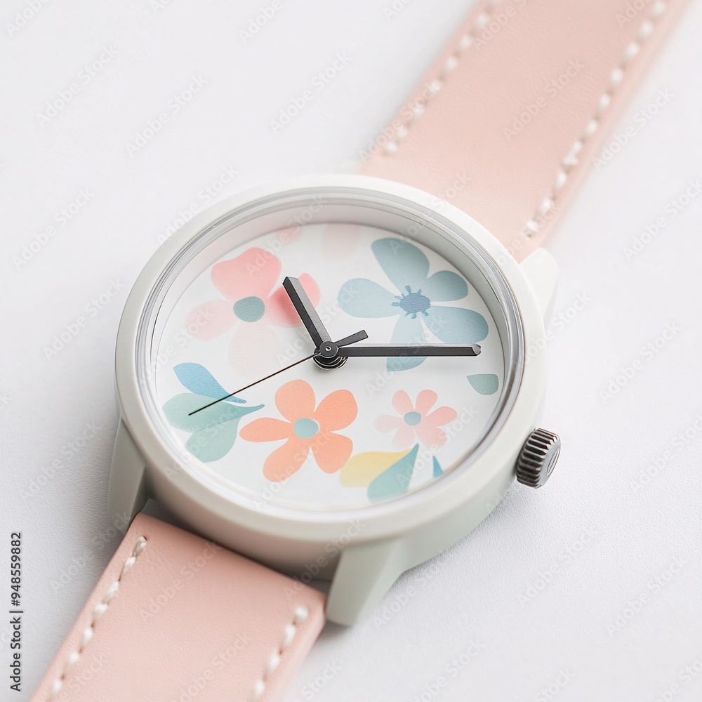 ute floral-themed watch featuring a delicate flower design on the dial ...