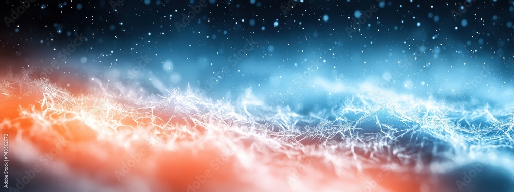 A frozen landscape with microorganisms living within ice crystals ...