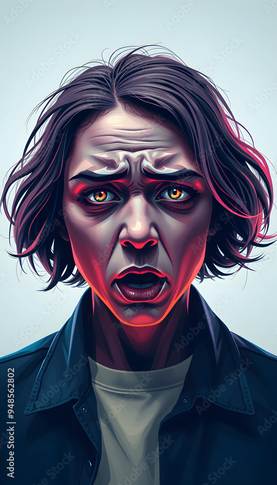 Social phobia anxiety disorder, SAD. Conceptual colourful illustration ...