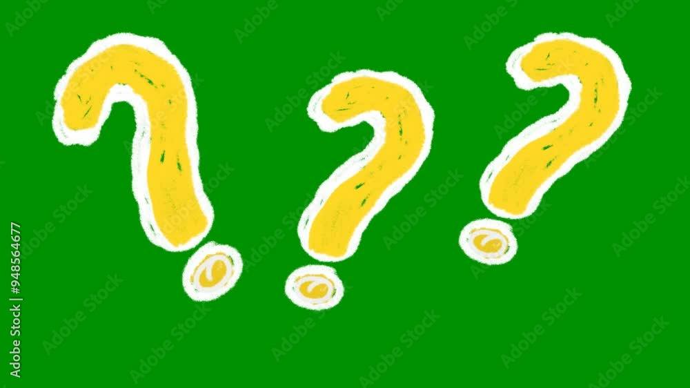 question mark animation on green screen. question mark in yellow and ...