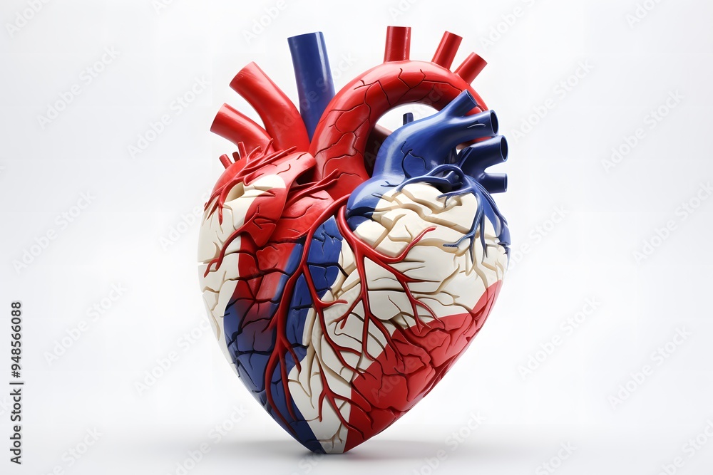 Realistic human heart vector illustration. 3d cardiology model isolated ...