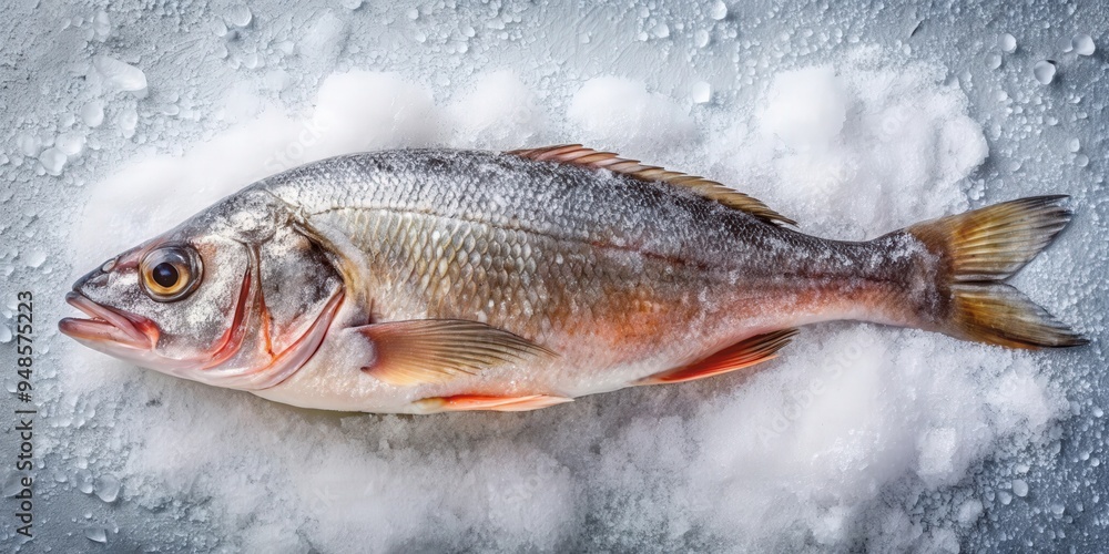 Freshly frozen grenadier fish with frost on the surface , frozen ...