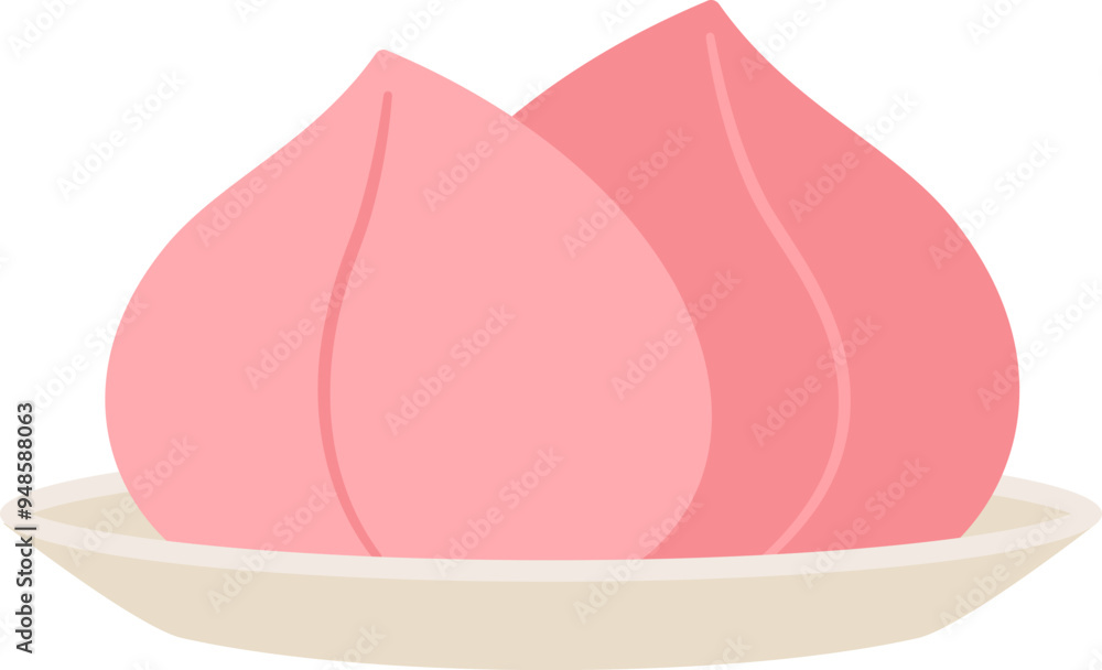 Chinese Shoutao vector. Pink Chinese peach birthday bun food named ...