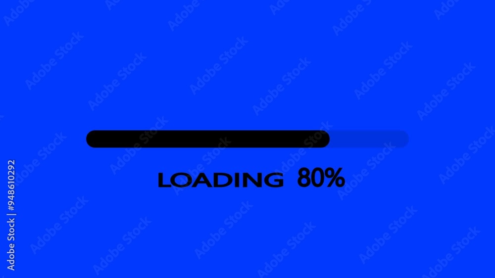 Processing progress bar animation with loading effect on a black ...