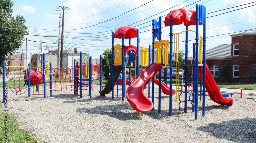 A community coming together to build a new playground in a low-income ...