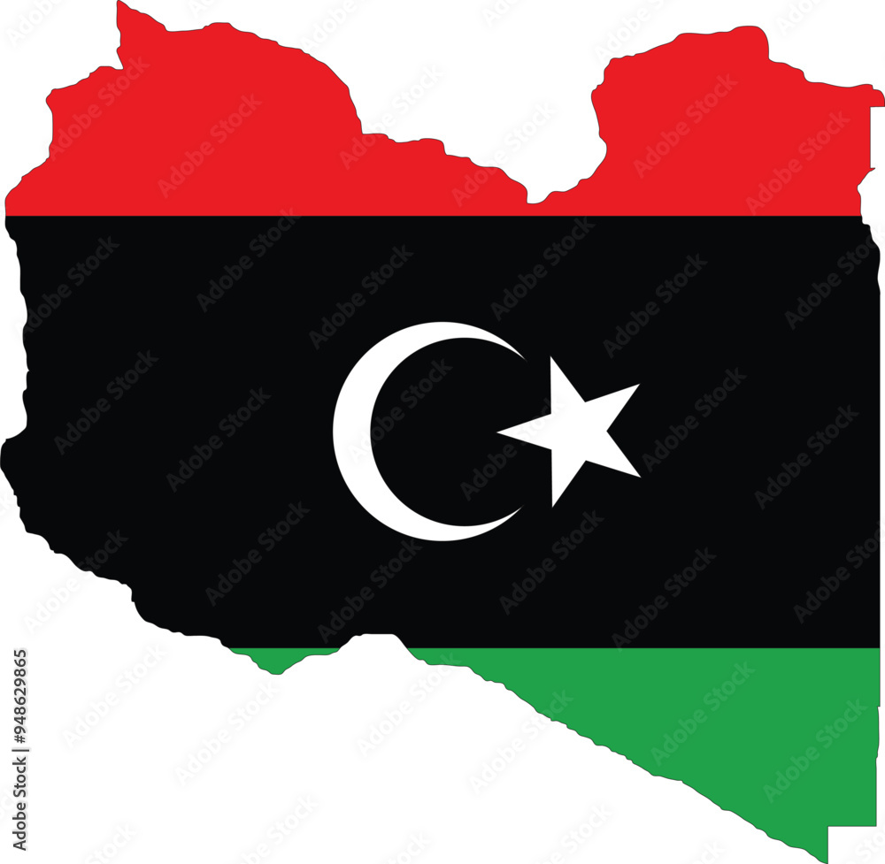 Libya Flag in Map, Libya Map with Flag, Country Map, Libya Map with ...