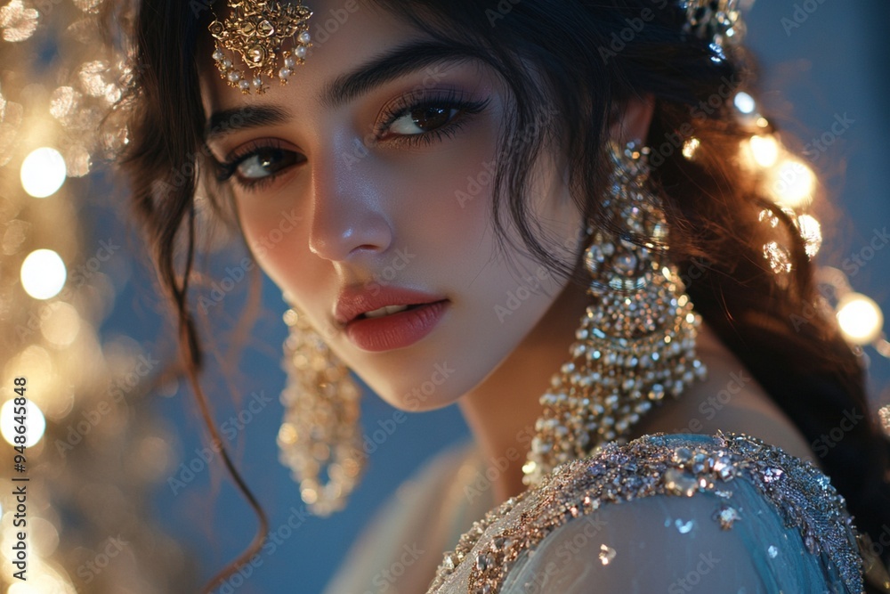 Elegant Portrait of a South Asian Woman in Traditional Attire with ...