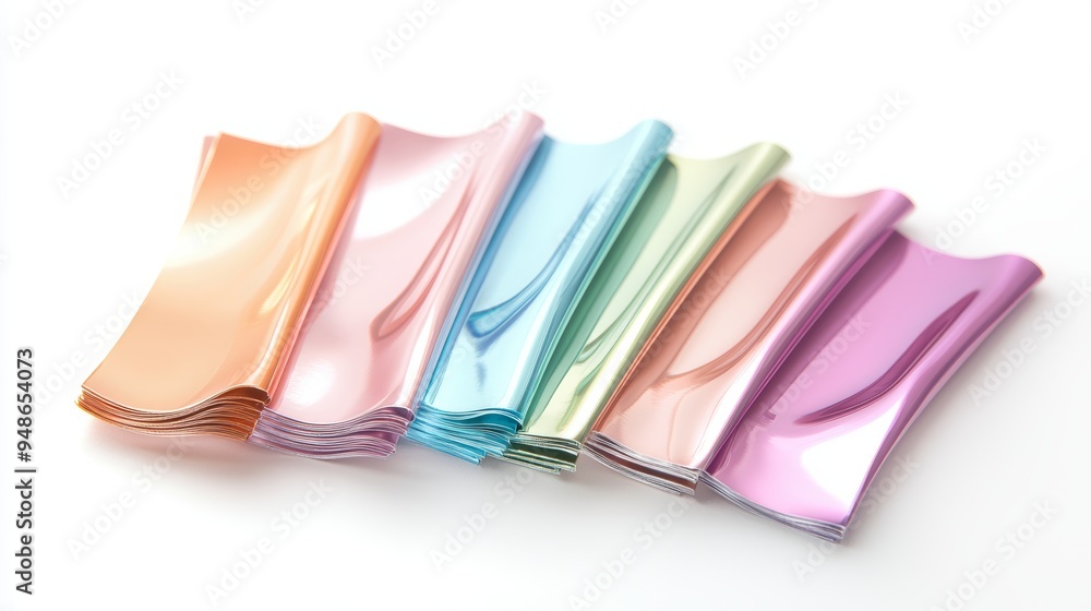 Metallic color palette, shiny reflective hues, 3D swatch, isolated on ...