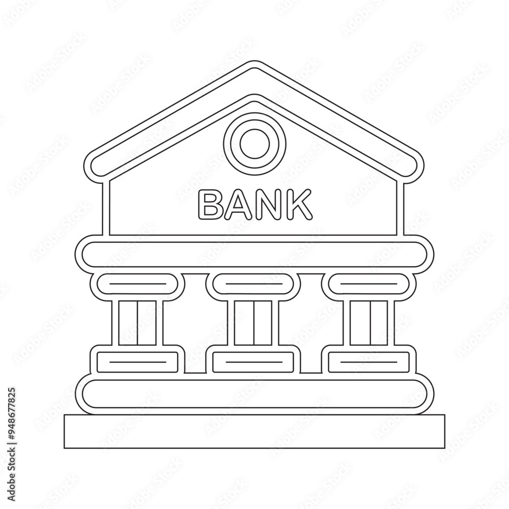 Bank icon vector. Outline institute building. bank icon isolated on ...