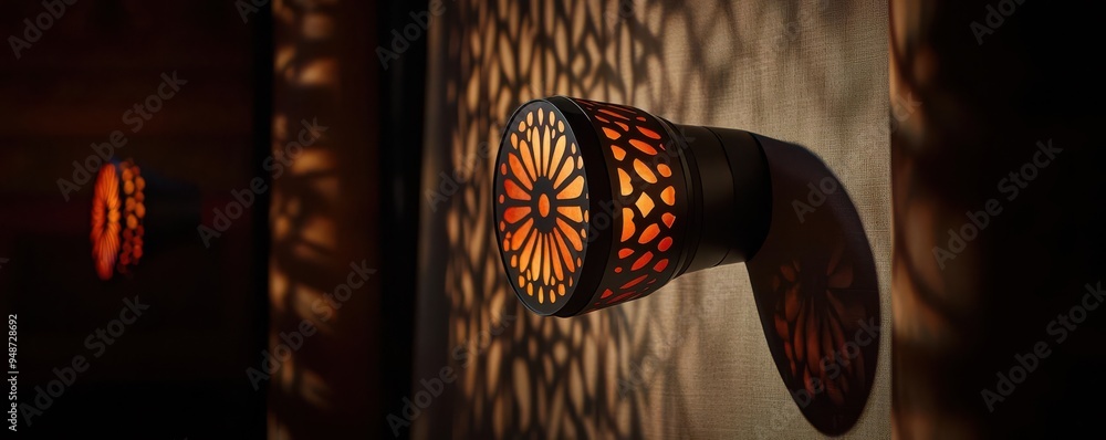 Gobo stage lights casting intricate patterns onto a neutral backdrop ...
