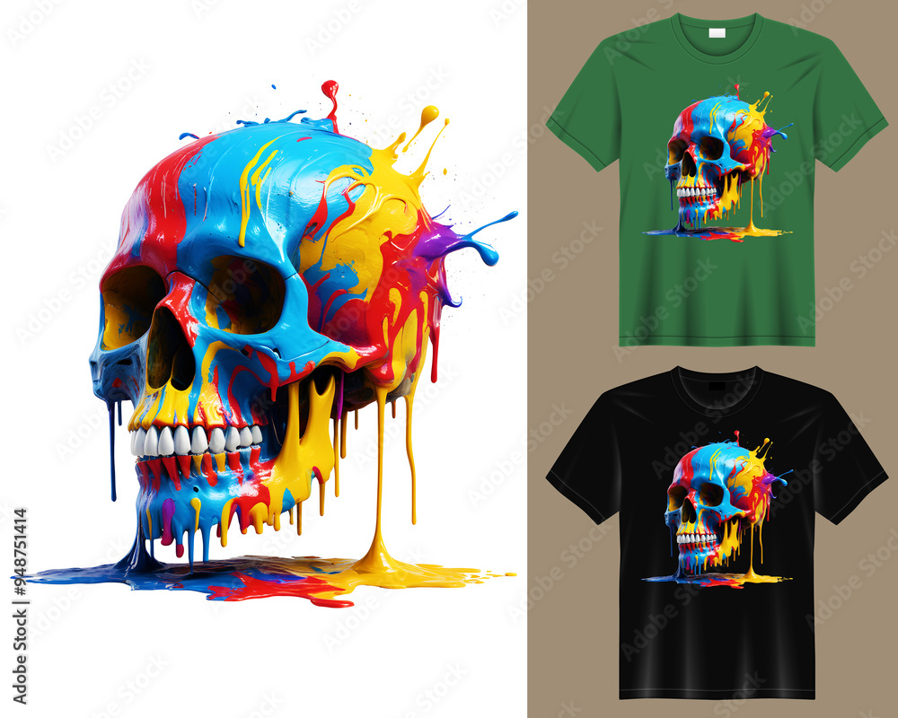 Multi color skull clean background, Png for Sublimation Printing, T ...