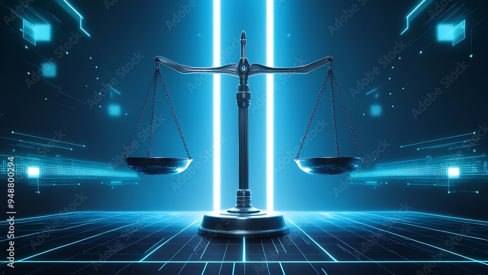 Create a digital artwork that portrays the balance of justice ...