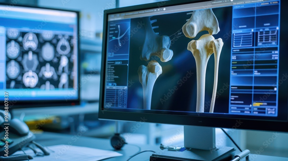 orthopedic consultation digital xray display knee joint scan attentive ...