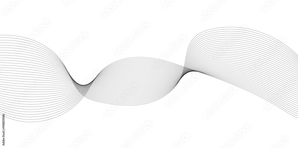 Abstract grey wavy lines on transparent background. Digital frequency ...