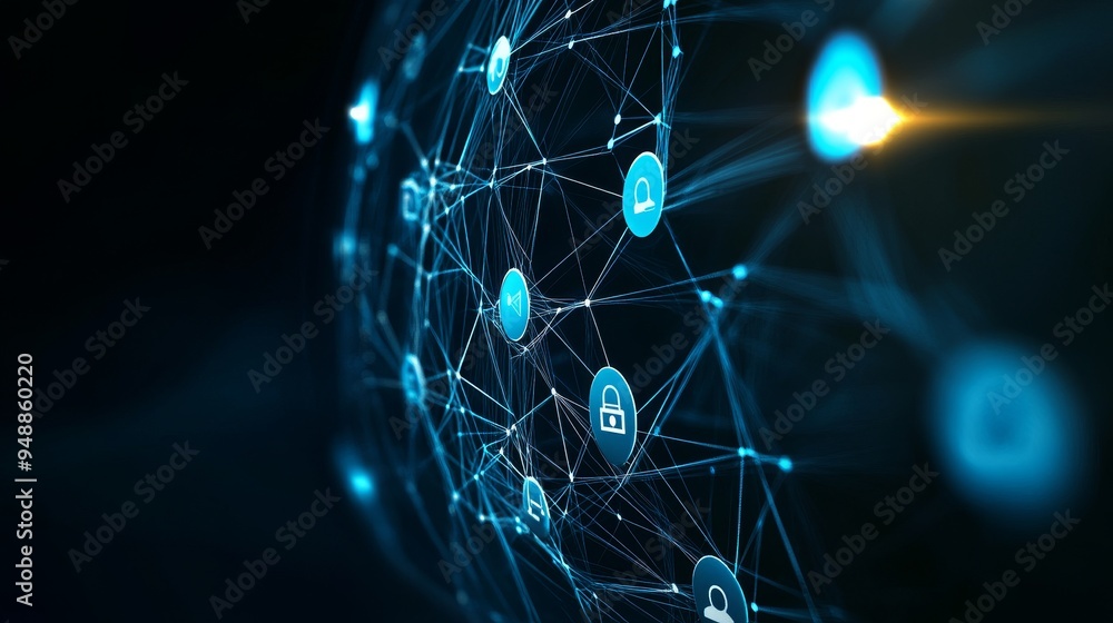 Abstract network concept showcasing interconnectedness and security ...