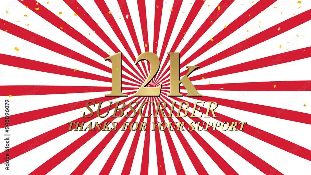 12k Subscribe Celebrating With Confetti Effects On Retro Motion ...