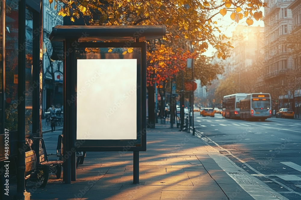 Blank billboard placeholder mock-up on a city boulevard,Outdoor mockup ...