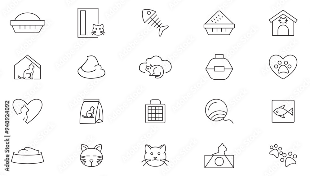 Cat line icon collection. Veterinary, pet, vet, pet shop, dog care ...