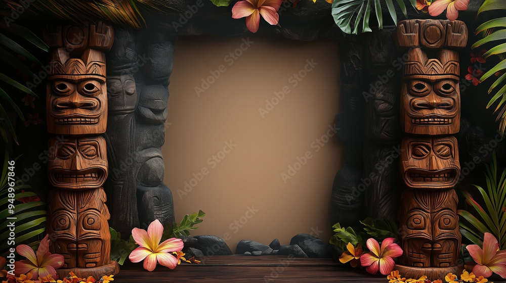 A jungle tiki theme sign for a custom message or design a rustic black ...