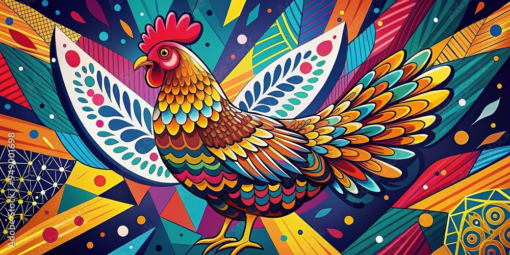 bold and colorful chicken wing illustrations with abstract patterns and ...