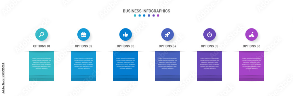 Horizontal progress bar featuring 6 arrow-shaped elements, symbolizing ...