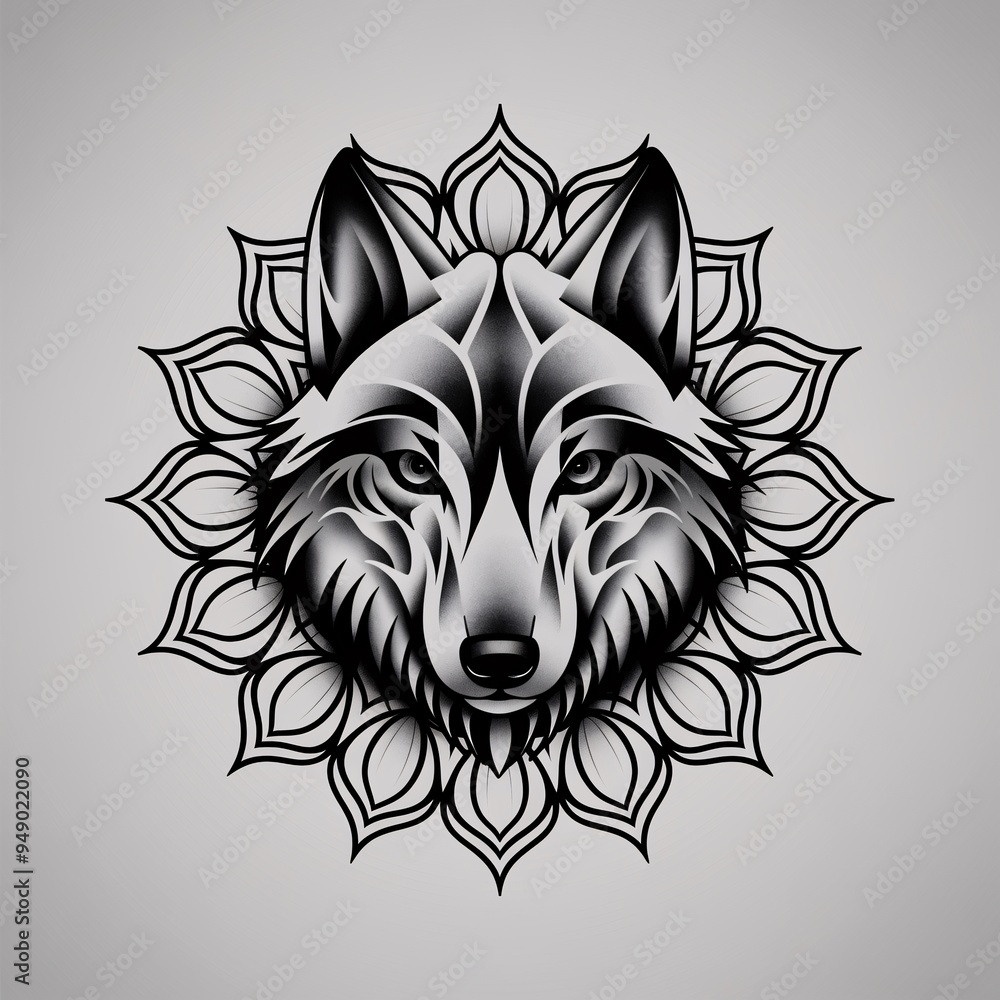 Wolf Mandala: A captivating and intricate design featuring a wolf's ...