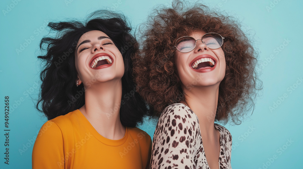 Melhores amigos engraçados rindo alegremente enquanto estão juntos em ...