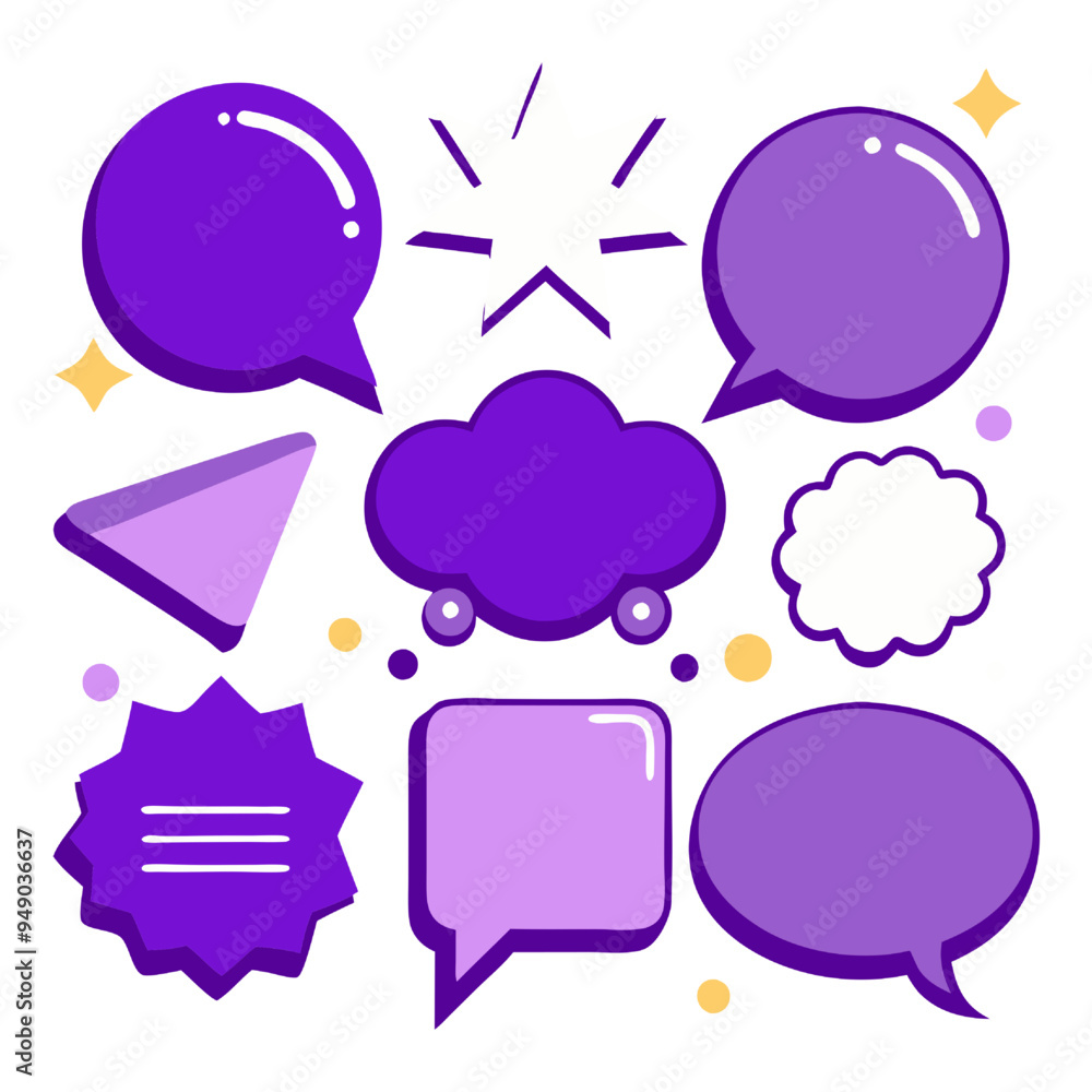 Purple Chat Bubble Bonanza: A vibrant vector illustration bursting with ...