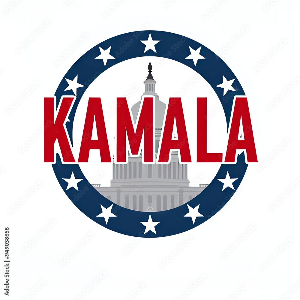 Kamala Text with U.S. Capitol and Star Ring Design Stock Illustration ...