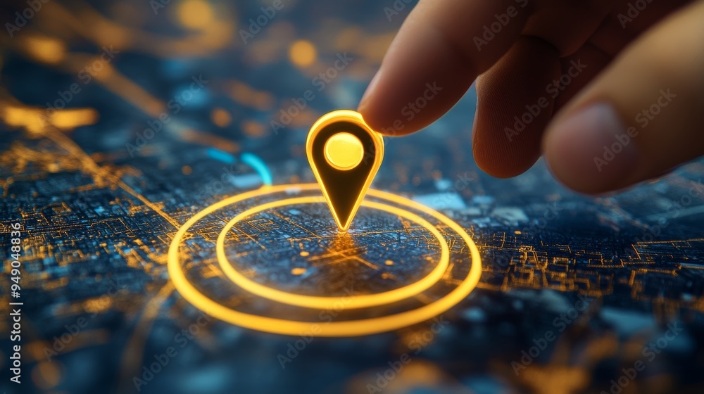 GPS navigation maps display a map displaying two vibrant pins ...